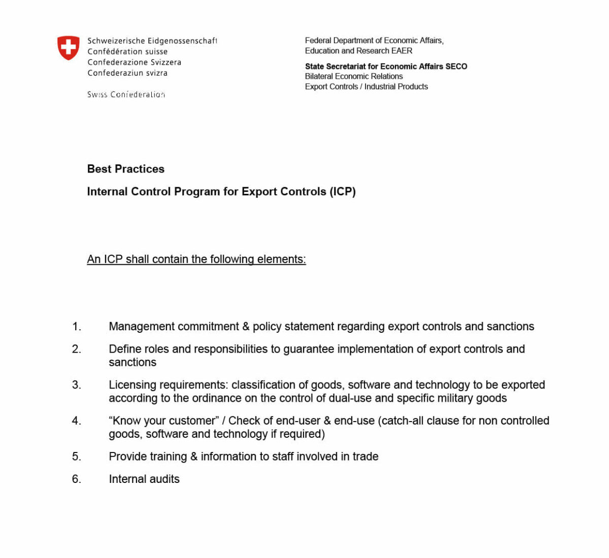 «Internal Compliance Program» (ICP) verständlich erklärt