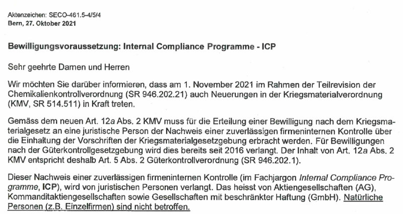 «Internal Compliance Program» (ICP) verständlich erklärt